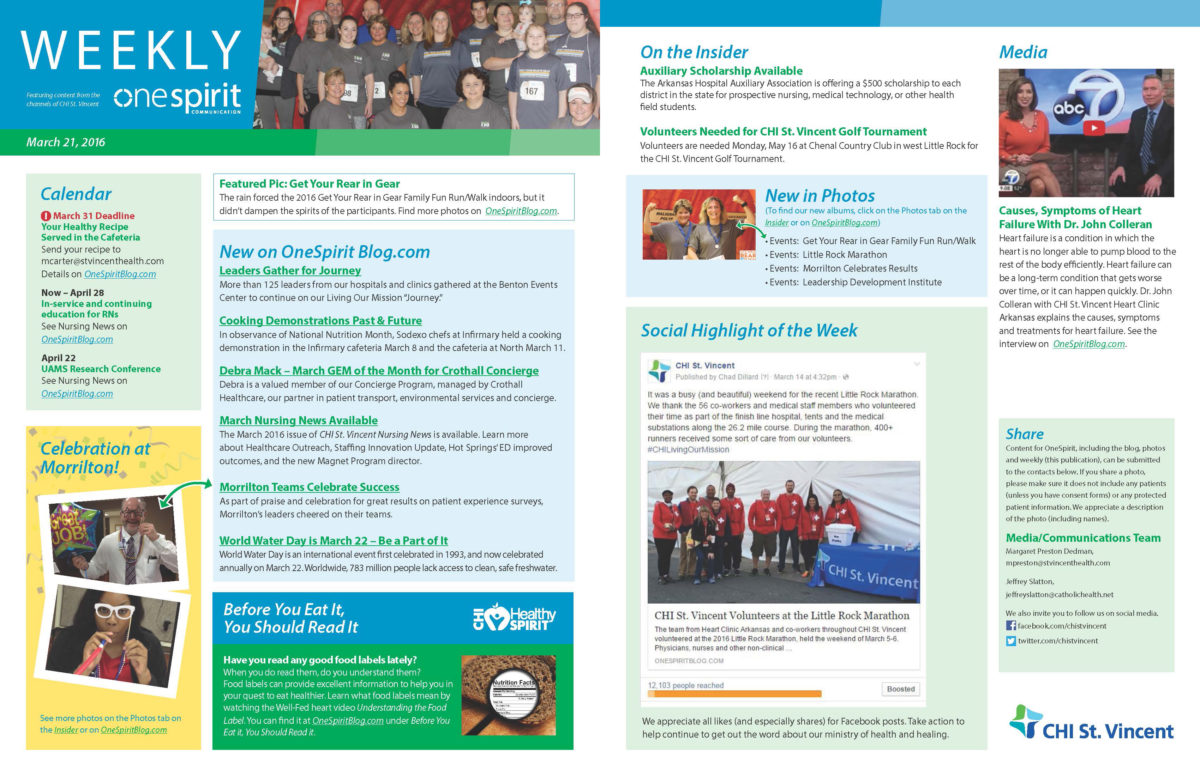 March 21 Edition of OneSpirit Weekly Available – One Spirit Blog